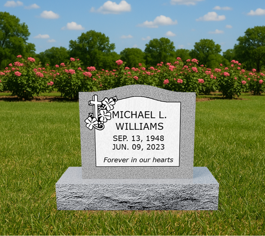 SINGLE UPRIGHT GRAY GRANITE HEADSTONE – Traditional Headstones